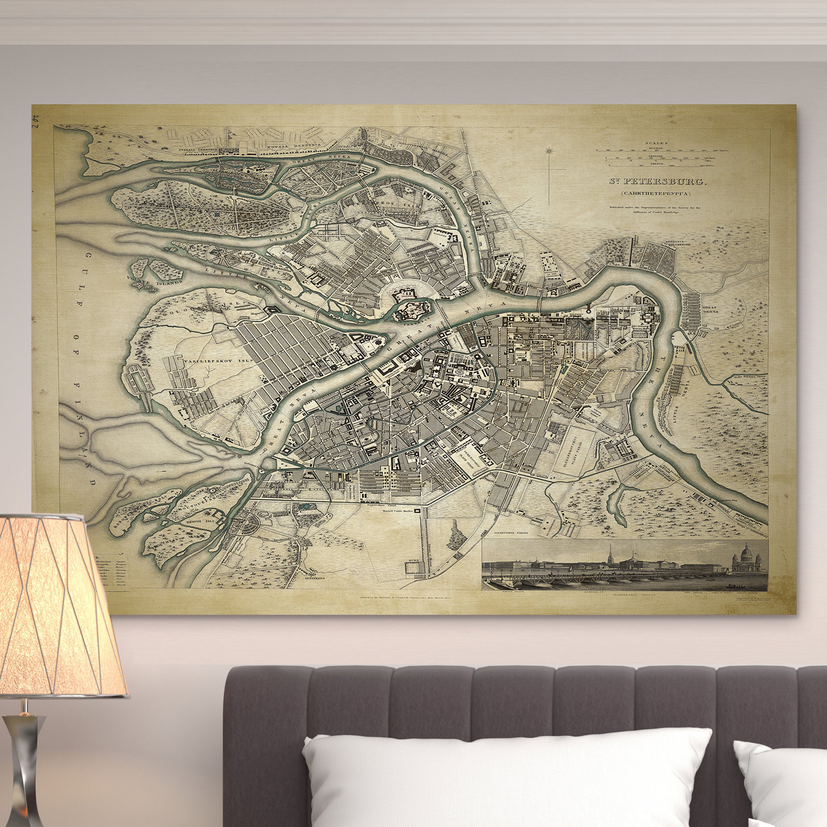 Wexford Home 'St. Petersburg Sketch Map II' Graphic Art Print on Wrapped Canvas | Wayfair